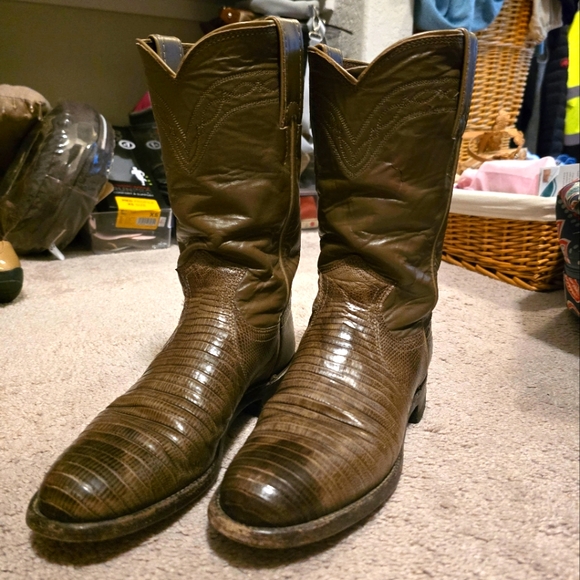 Justin Boots | Shoes | Vintage Justin Roper Cowgirl Lizard Boots 45b ...